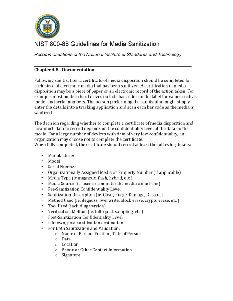 NIST 800-88 Certificate of Destruction NIST 800-88 Certificate of Destruction